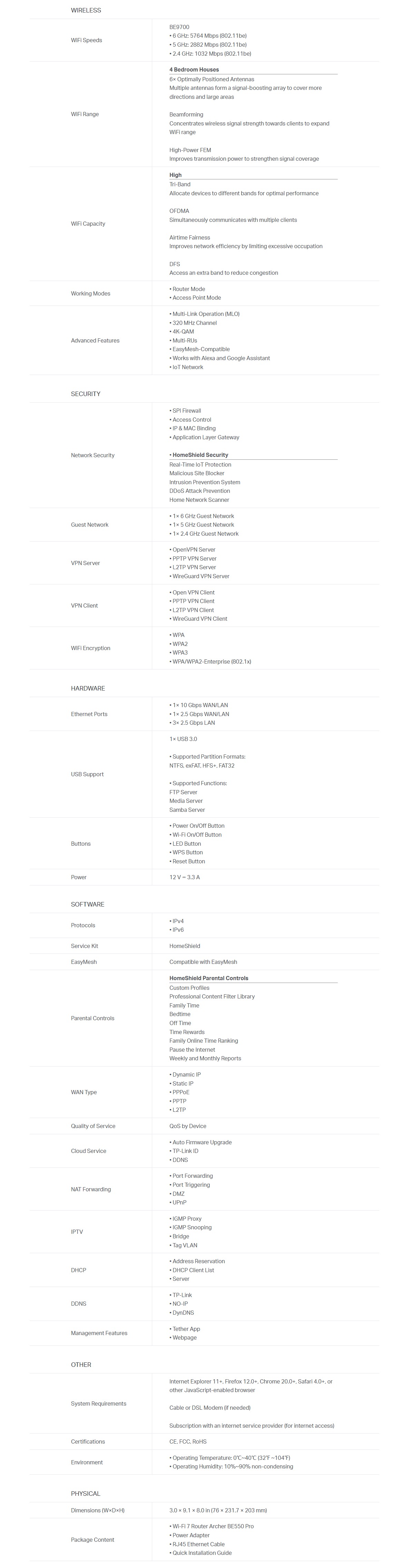 TP-Link Archer BE550 Pro BE9700 Tri-Band Wi-Fi 7 Router | CPL Online ...