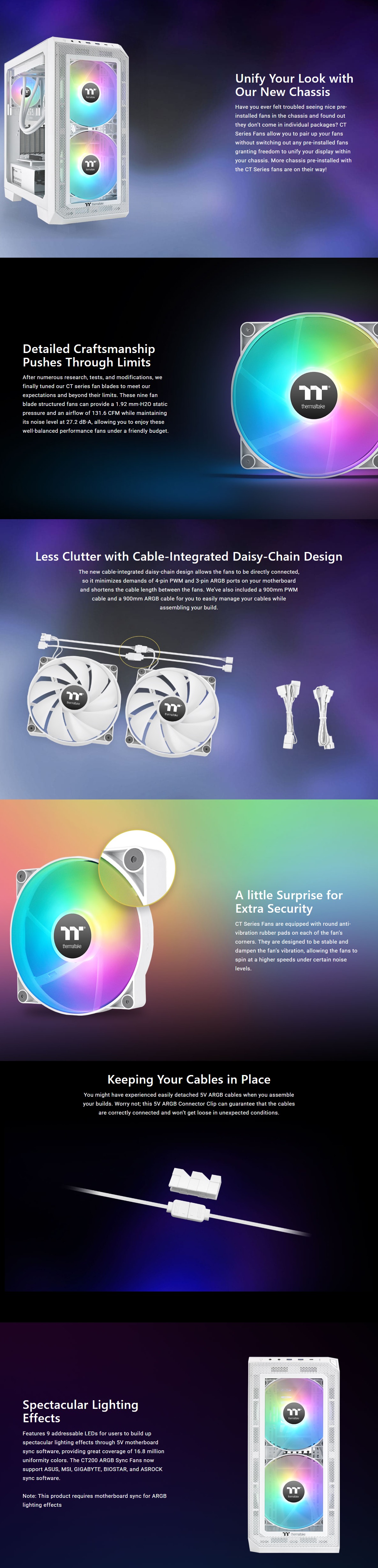 Thermaltake CL-F180-PL20SW-A CT200 200mm ARGB Sync Performance PWM Fan ...