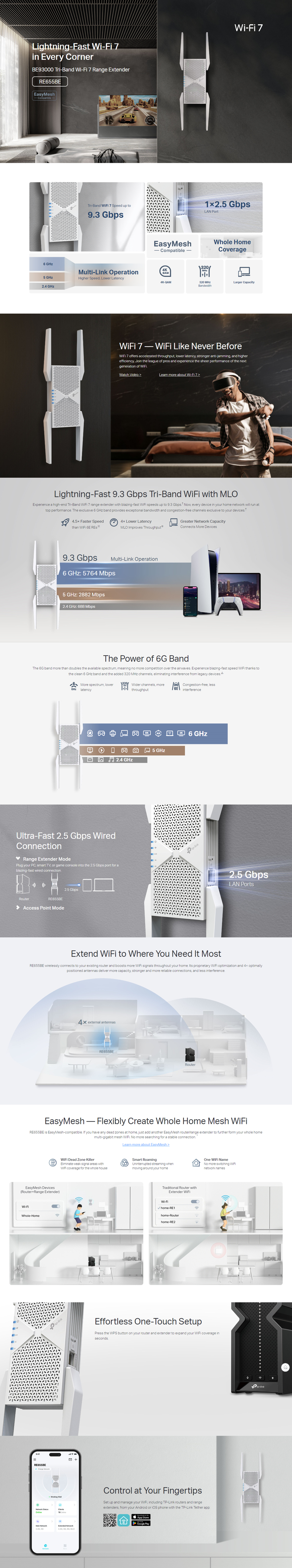 TP-Link RE655BE BE9300 Tri-Band Wi-Fi 7 Range Extender | CPL Online ...
